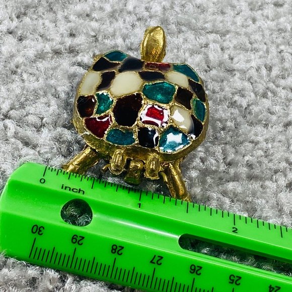 Accents | Turtle Trinket Box Tiny Multicolor Enamel Metal Hinge Open ...